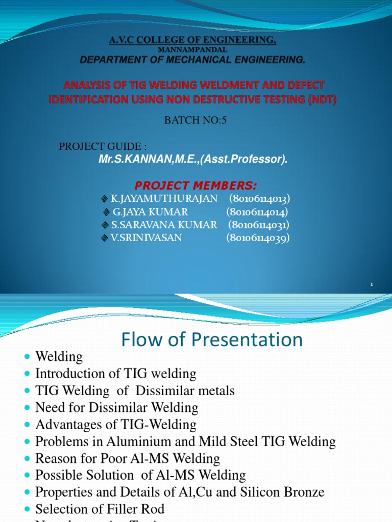 Analysis Of Tig Welding Weldment And Defect Identification Using Non