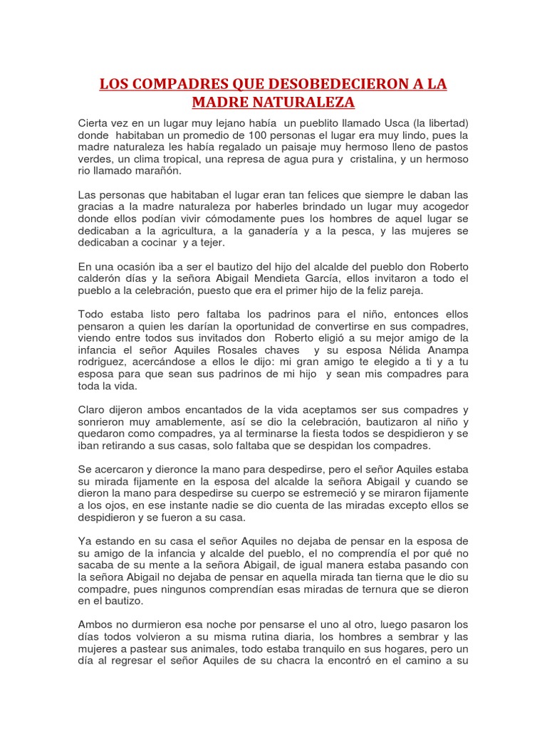 Cuento de Los Compadres | PDF | Aquiles | Amor