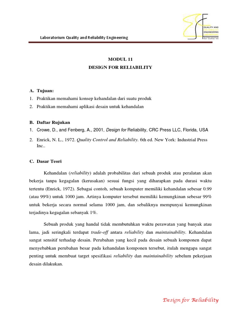 Modul 7 Design For Reliability Pdf Komputer
