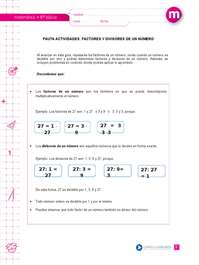 Factores y Divisores Pauta | PDF