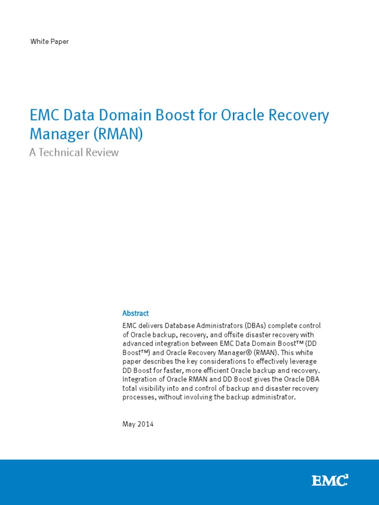 h10683 DD Boost Oracle RMAN Tech Review WP | PDF | Oracle Database | Backup