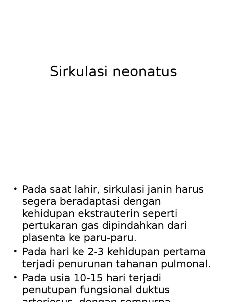 Adaptasi Sirkulasi Neonatus Setelah Lahir | PDF | Kesehatan Holistik