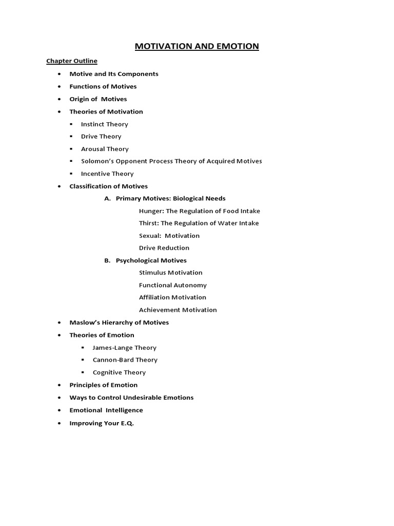 Motivation and Emotion | PDF | Motivation | Motivational
