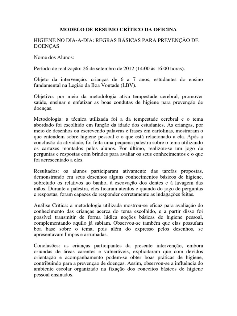 Modelo de Resumo Crítico PDF | PDF
