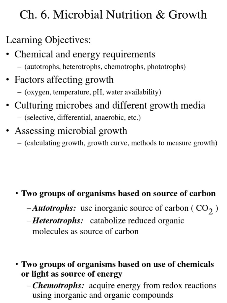 Ch. 6. Microbial Nutrition & Growth | PDF | Growth Medium | Bacteria