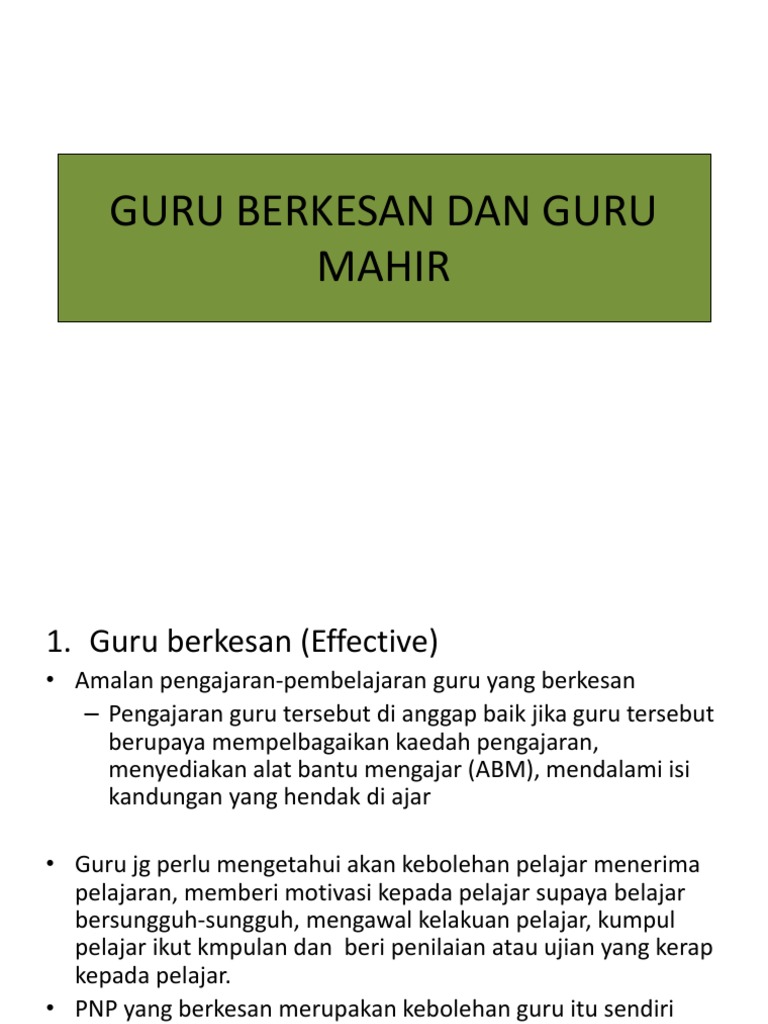Guru Berkesan Dan Guru Mahir | PDF