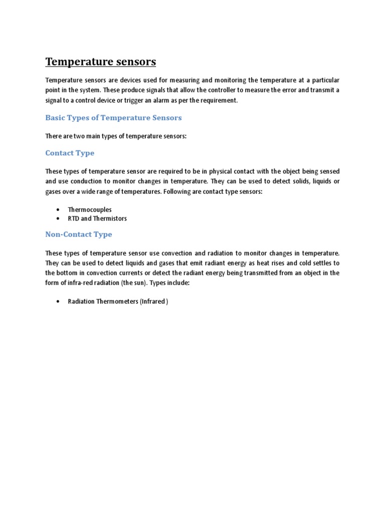 Temperature Sensors | PDF | Thermocouple | Thermometer