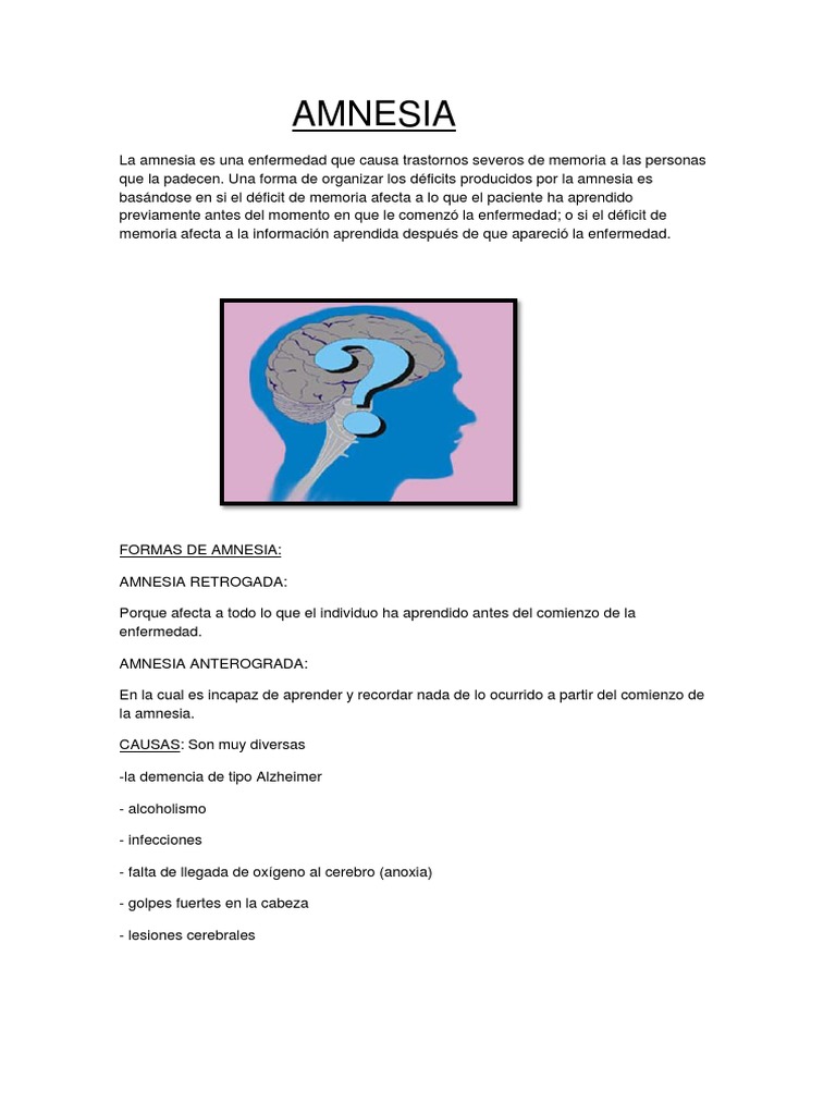 Amnesia Pdf Amnesia Memoria