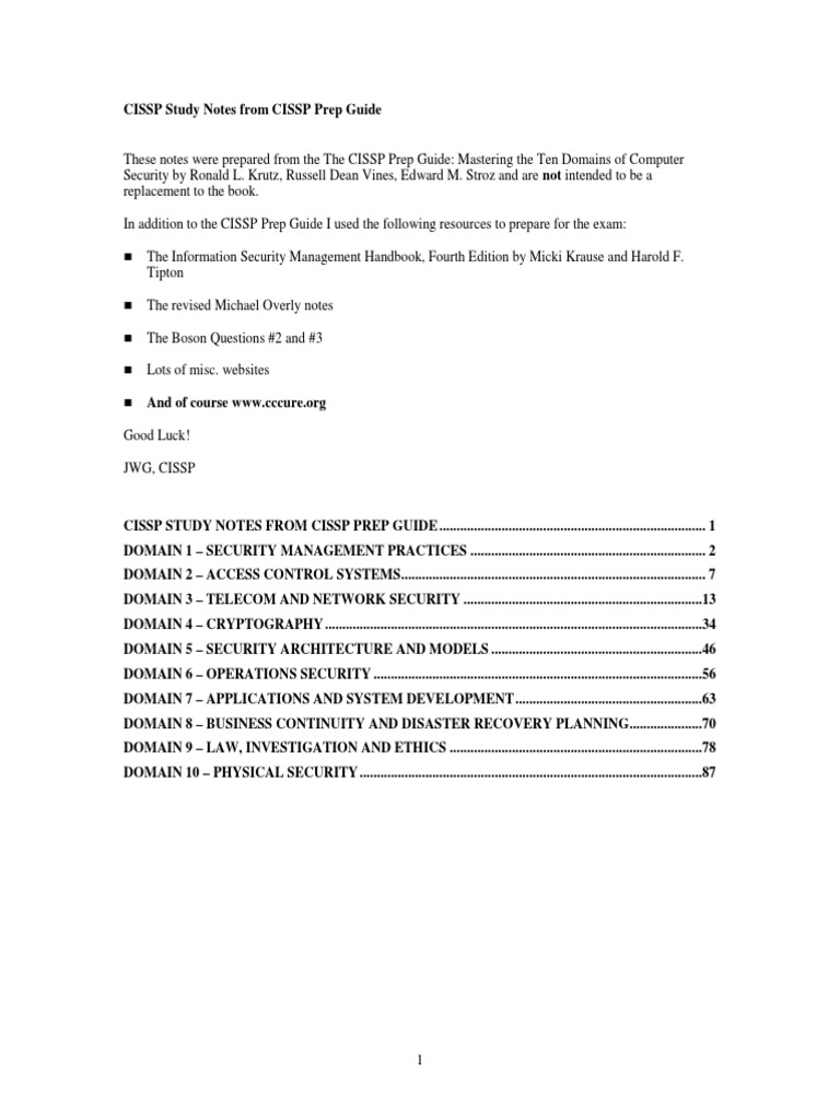 CISSP Notes Prep Guide | PDF | Firewall (Computing) | Computer Network
