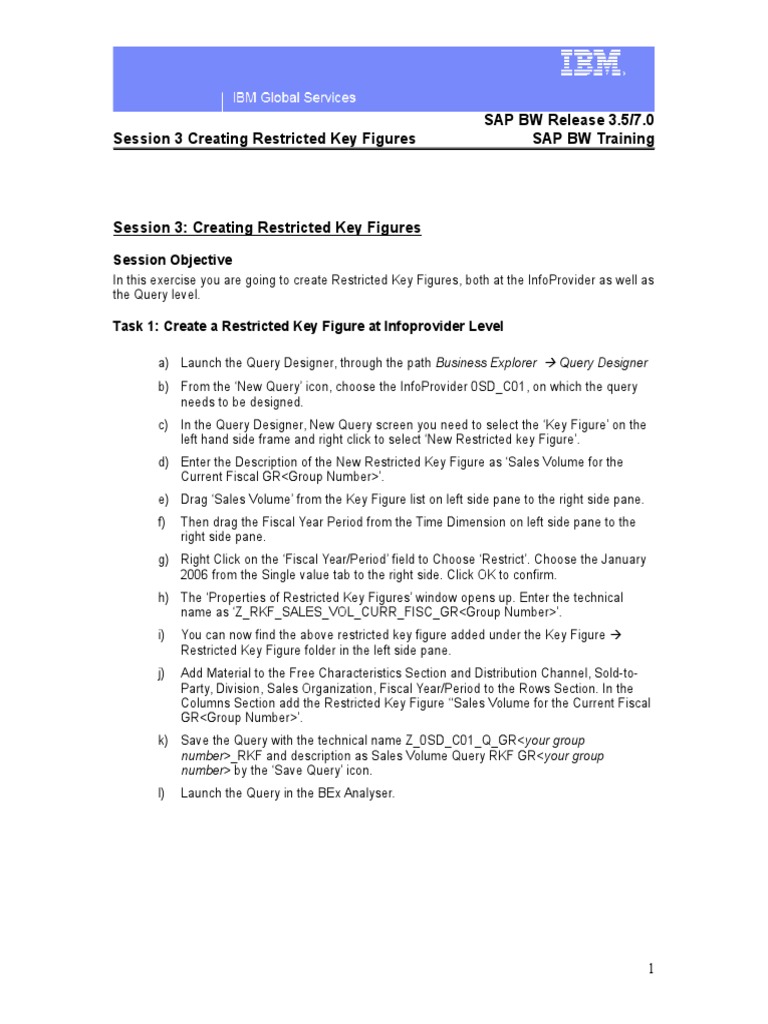 Session 3 Creating Restricted Key Figures | PDF | Computing | Microsoft ...