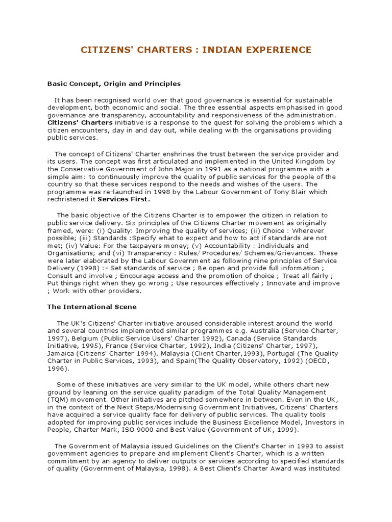 Citizen Charter.pdf | Evaluation | Governance