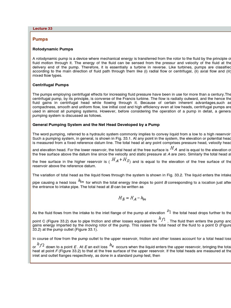 Rotodynamic Pump Fundamentals | PDF | Pump | Turbine