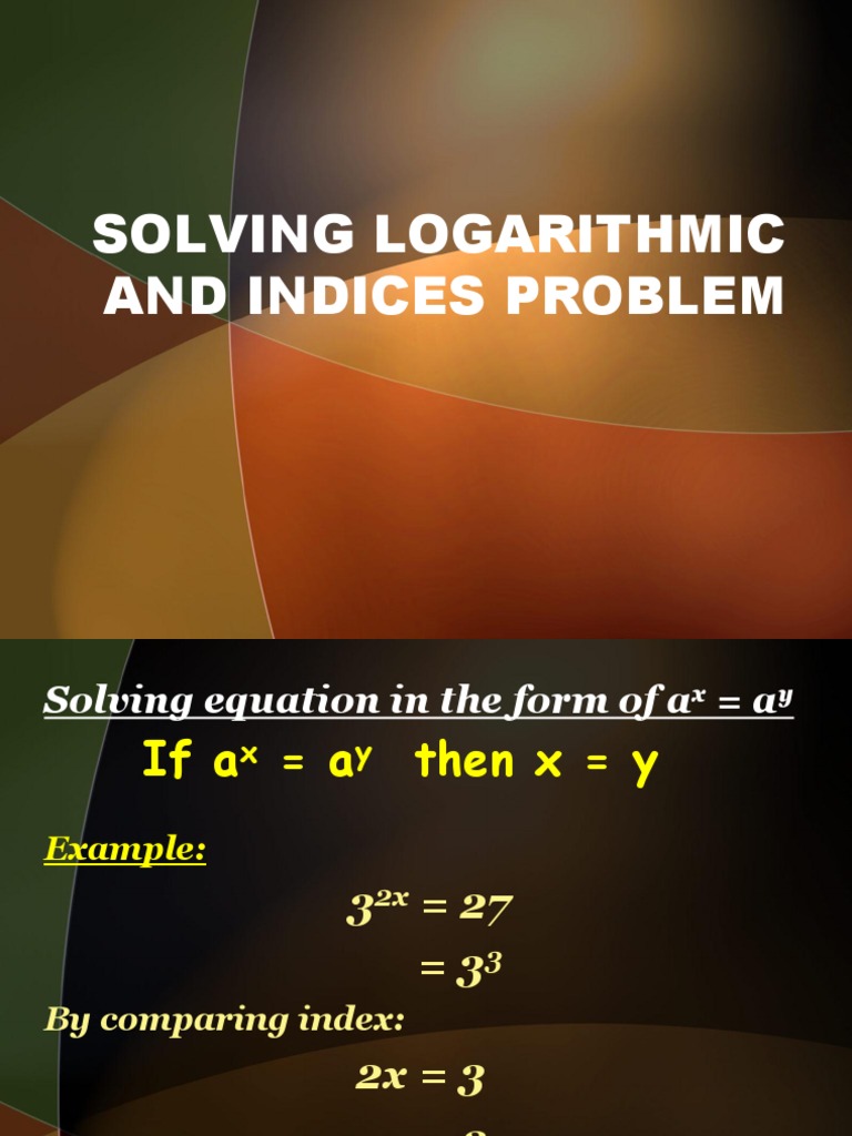 BBBM Solving Log and Indeks Equation | PDF | Logarithm | Index (Economics)