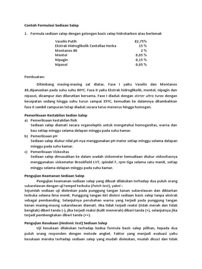 Evaluasi Formulasi Sediaan Salep | PDF