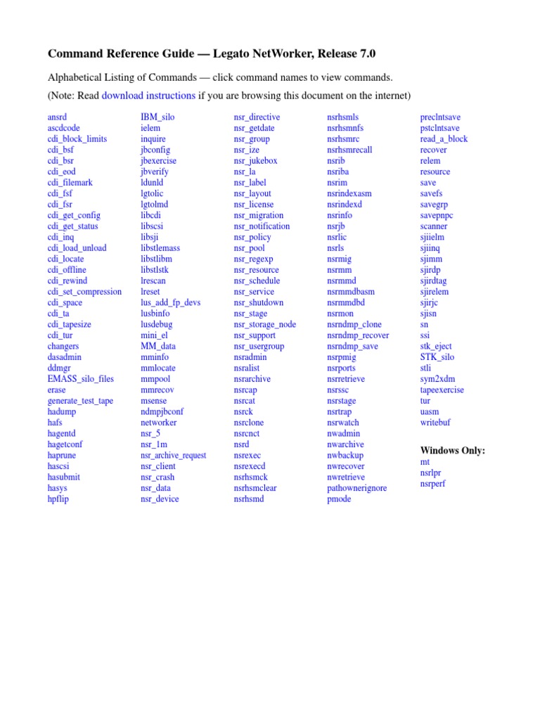 Legato NetWorker 7.0 Command Guide | PDF | Websites | Portable Document ...
