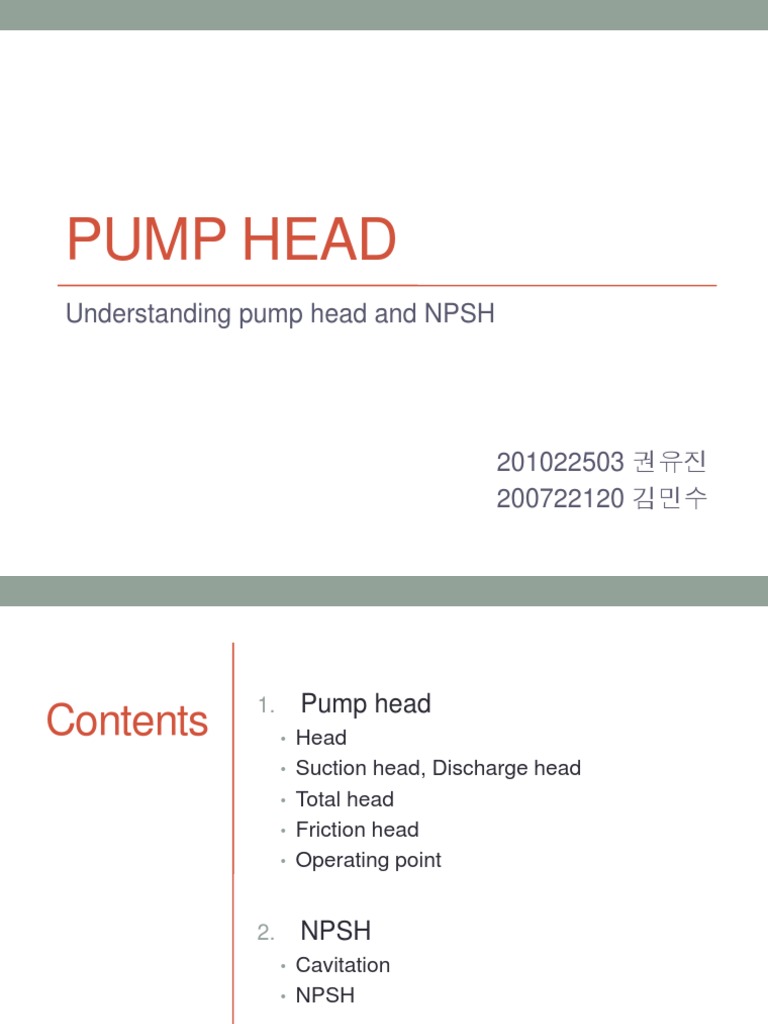 Pump Head and NPSH Explained | PDF | Fluid Dynamics | Physical Chemistry