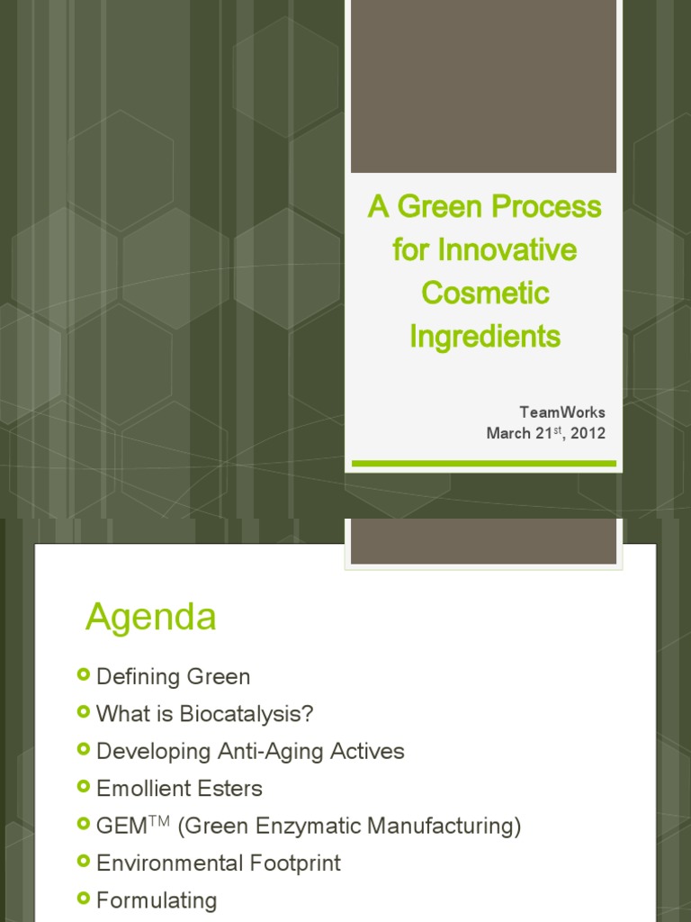 Team Works 2012 Green Process | PDF | Ester | Catalysis