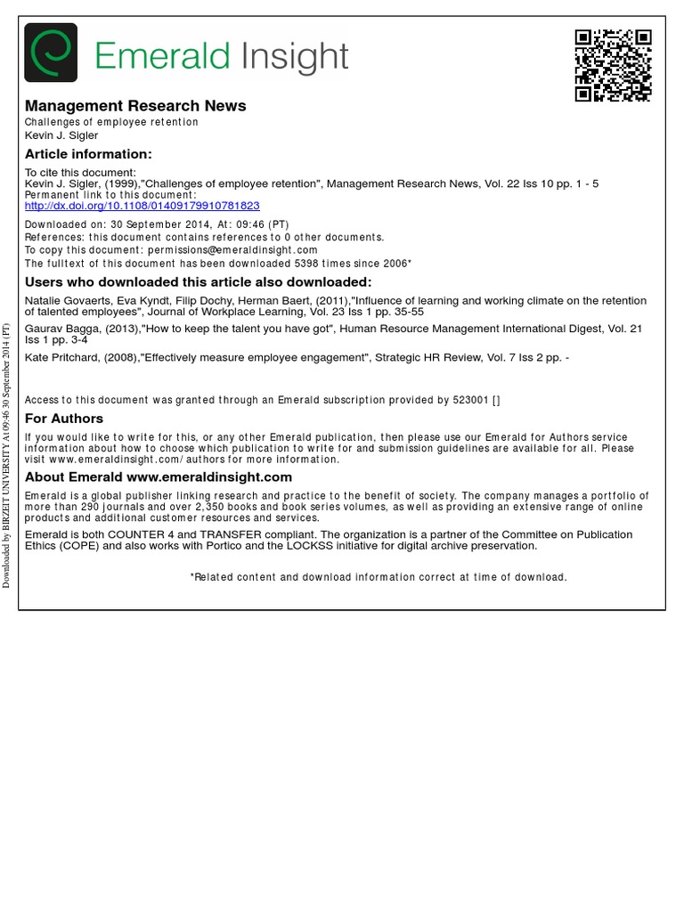 Challenges of Employee Retention PDF | PDF | Human Resource Management ...