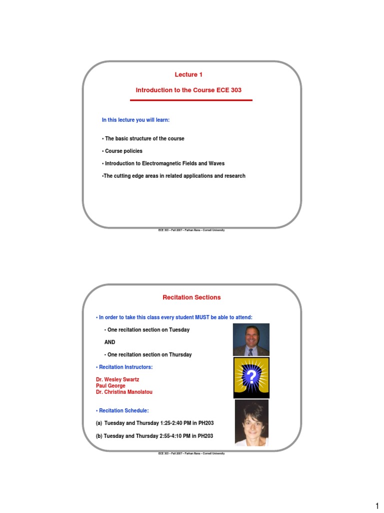 Introduction To The Course Ece 303 In This Lecture You Will Learn Pdf Laser Antenna Radio