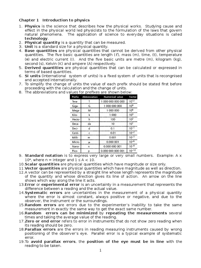SPM Physics Chapter 1: Introduction To Physics | PDF | Observational Error | Accuracy And Precision