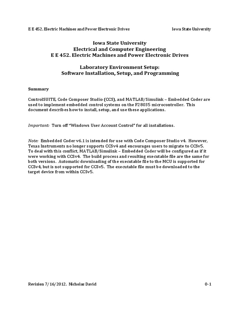 Environment Setup | PDF | Embedded System | Matlab