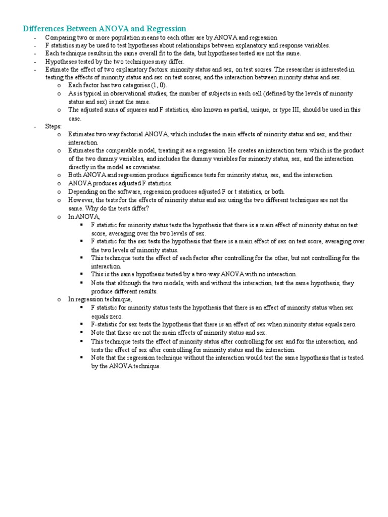 ANOVA and Regression | PDF | Analysis Of Variance | Dummy Variable ...