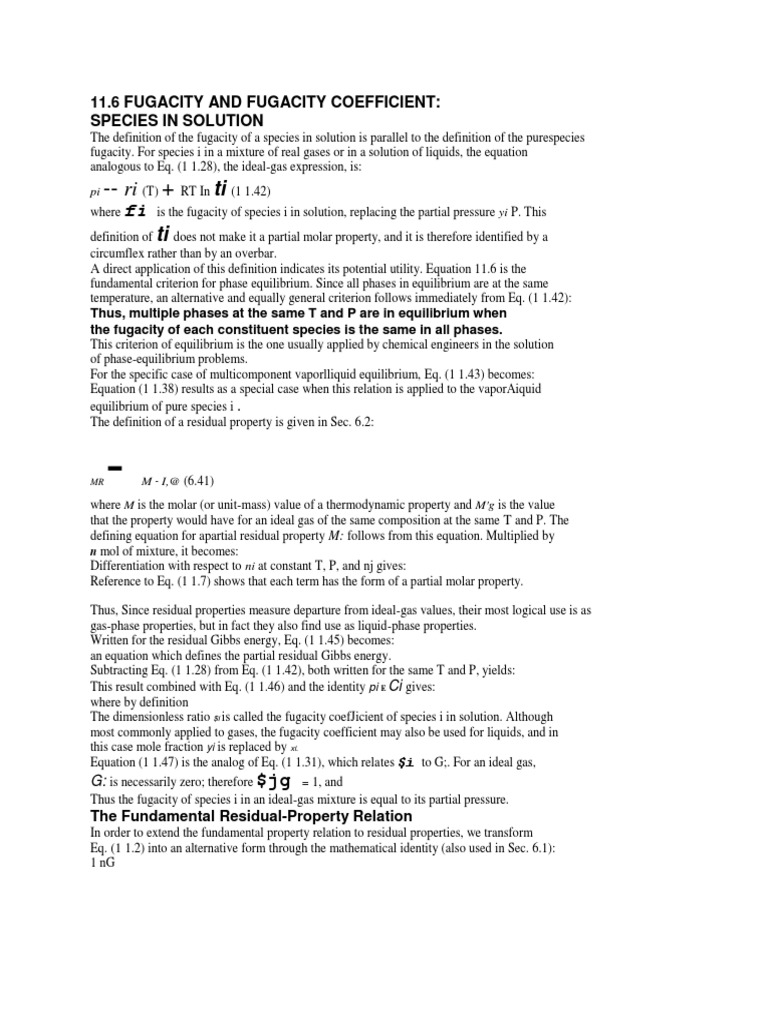 Understanding Fugacity and Fugacity Coefficients Through Detailed ...