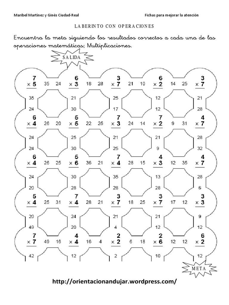 Laberintos Multiplicaciones PDF | PDF | Enseñanza de matemática | Science