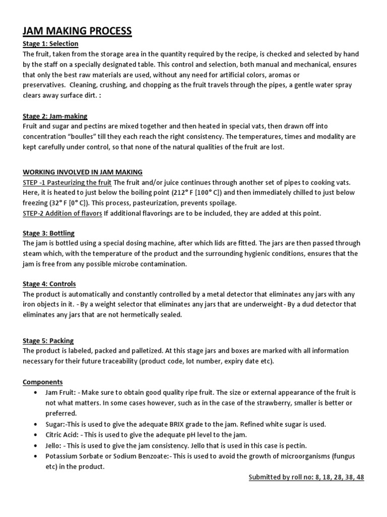 Jam Making Process: Stage 1: Selection | PDF | Fruit Preserves | Food ...