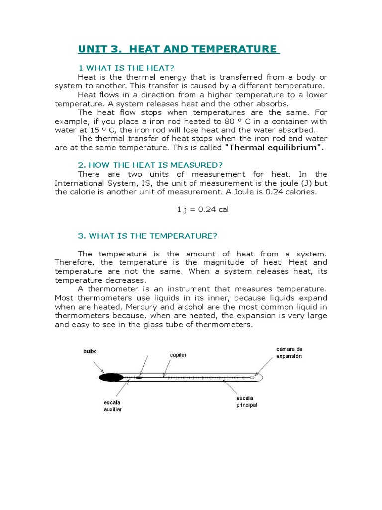 Unit 3. Heat and Temperature | PDF | Temperature | Heat