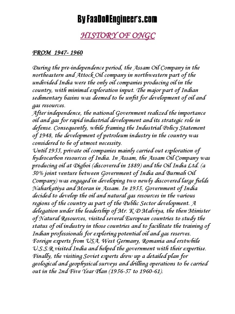 History ONGC | PDF | Fossil Fuels | Petroleum