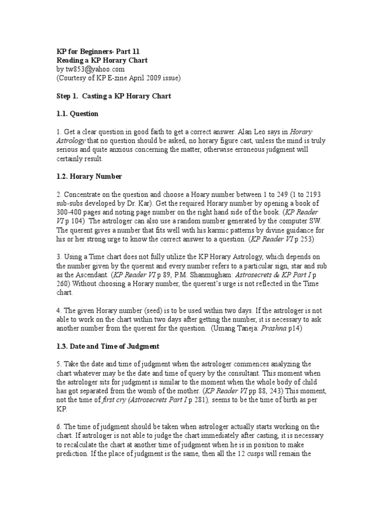 Reading A KP Horary Chart | PDF | Superstitions | Hermeticism