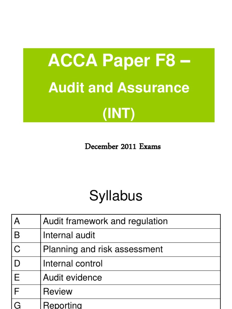 ACCA F8 Audit and Assurance Overview | PDF | Corporate Governance | Audit