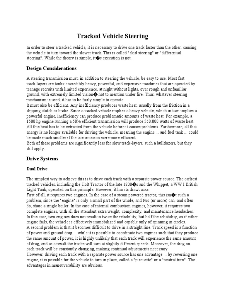Tracked Vehilcle Steering | PDF | Transmission (Mechanics) | Steering
