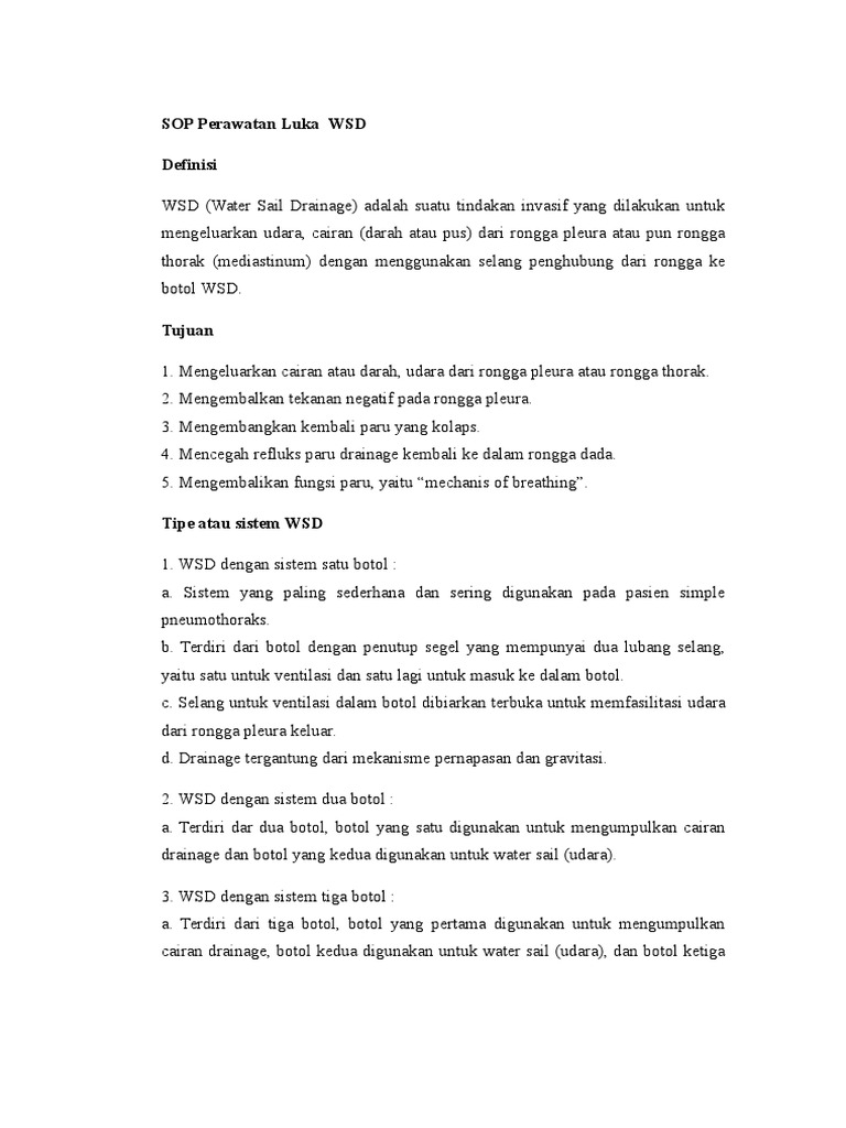SOP Perawatan WSD | PDF