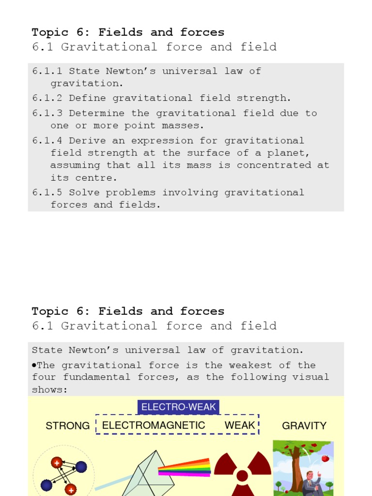 Topic 6.1 Gravitational Force and Fields | PDF | Gravity | Newton's Law ...