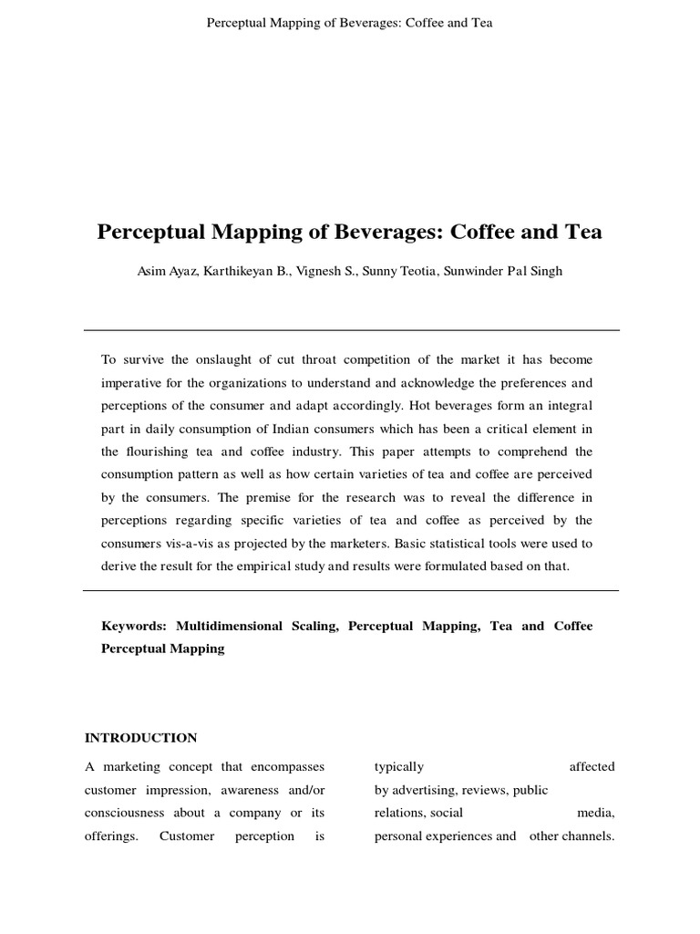 Perceptual Mapping of Beverages | Download Free PDF | Perception | Coffee
