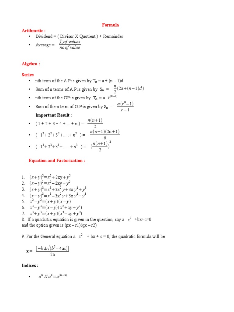 GRE Quant Formulas PDF | PDF