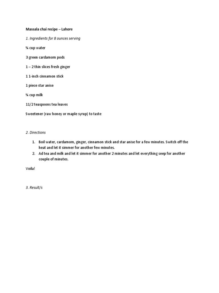 Authentic Lahore Chai Recipe | PDF