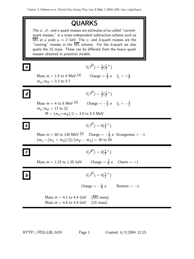 QXXX | PDF | Quark | Electronvolt
