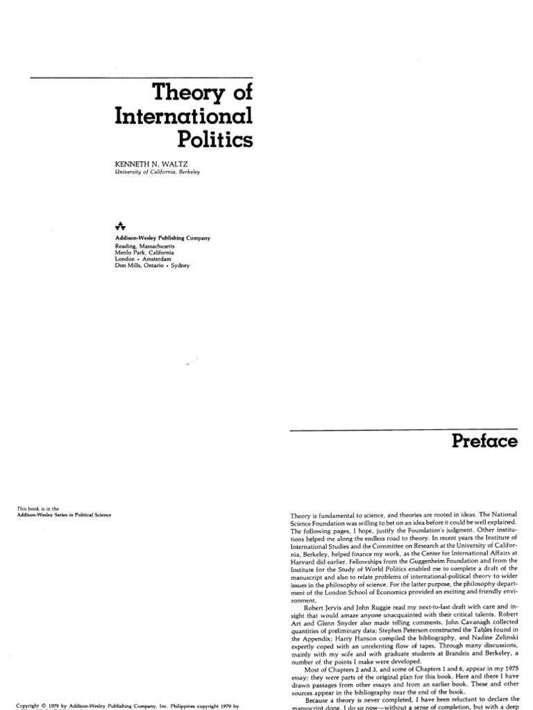 Theory of International Politics (Kenneth N. Waltz) | PDF