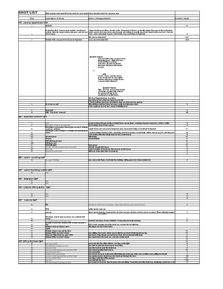 EWS: Extreme Wide Shot/ WS: Wide Shot/ CU: Close Up/OSS:Over-Shoulder ...