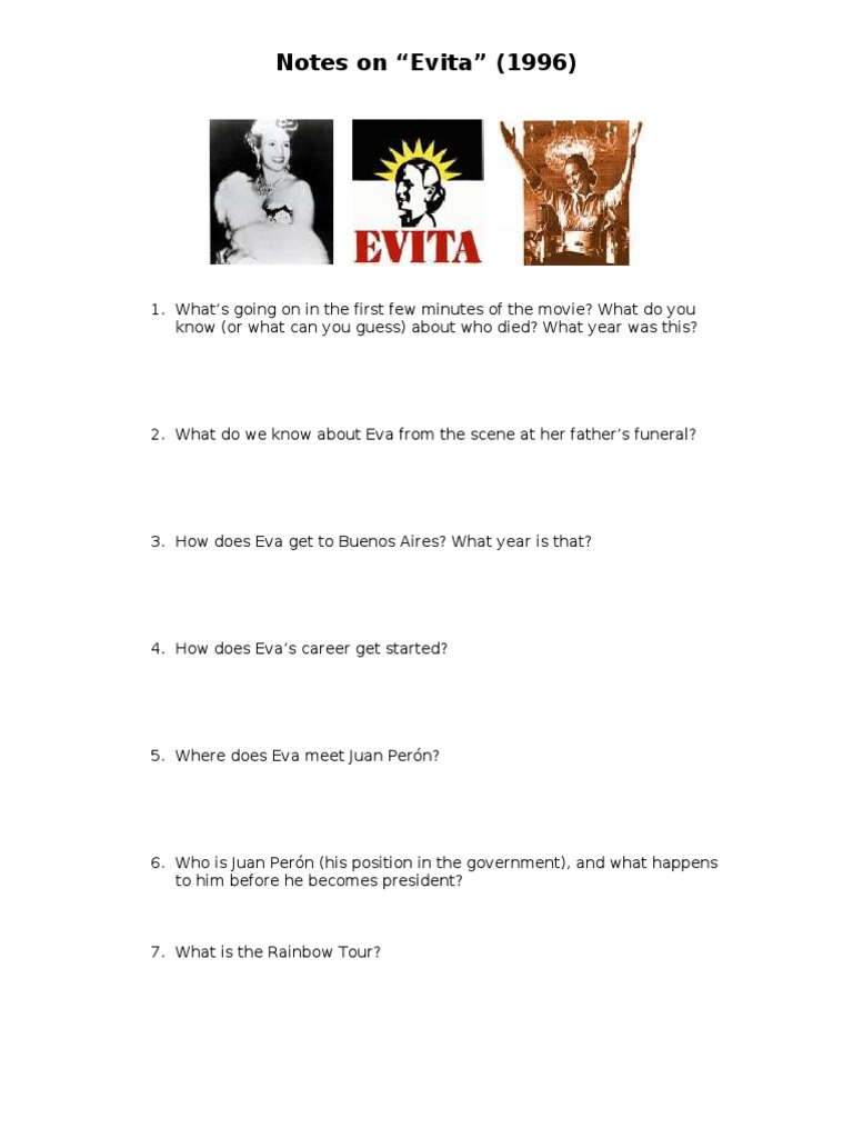 Evita Questions | PDF