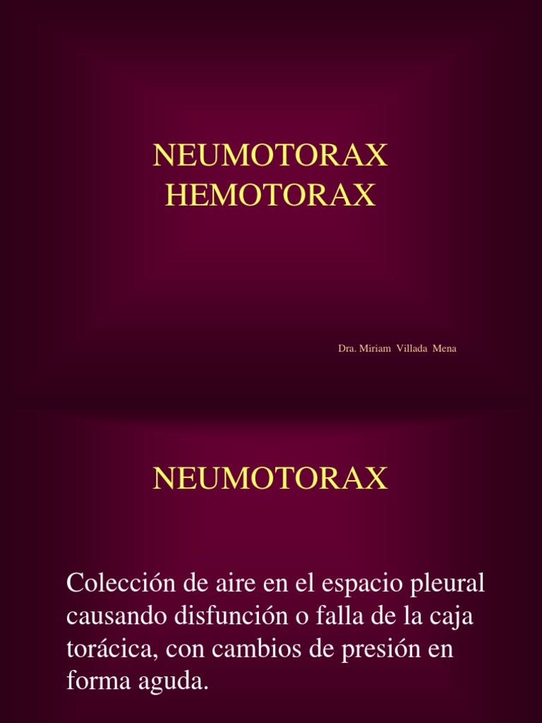 Neumotorax. Hemotorax | PDF | Pulmón | Especialidades Medicas