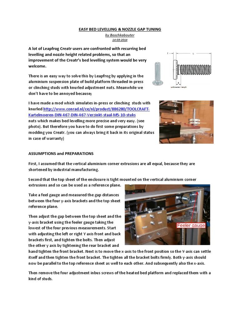 Easy Bed Levelling | PDF | Screw | Cartesian Coordinate System