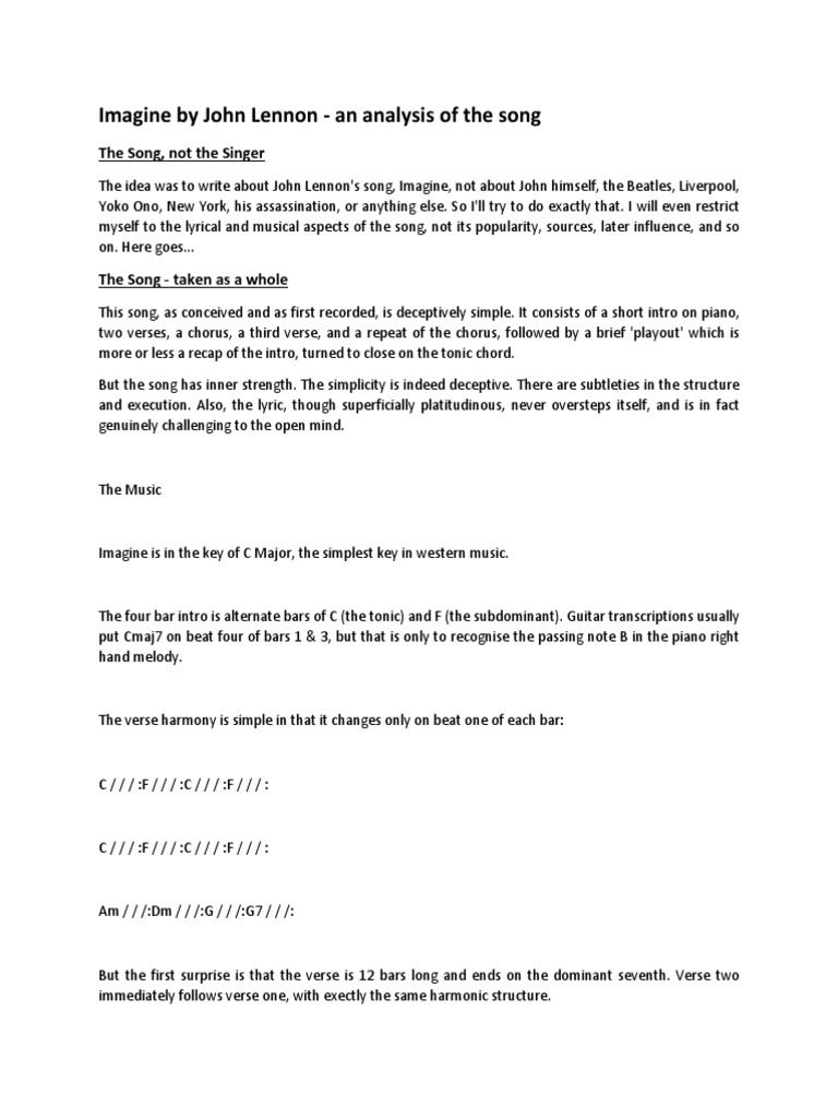 Imagine by John Lennon | PDF | Song Structure | Musical Compositions