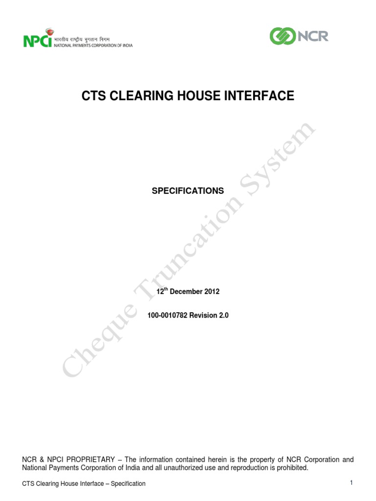 CTS CHI Specification V2 0 | PDF | Cheque | Operating System