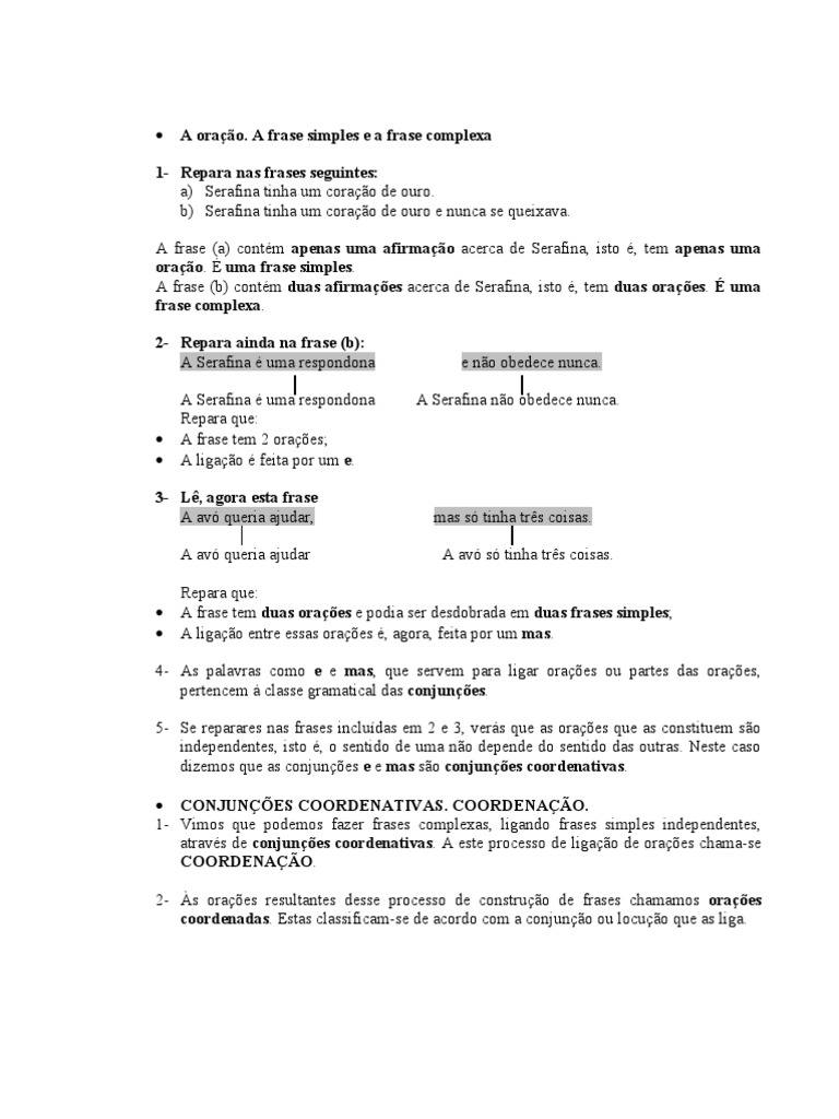 Frase Simples e Complexa | Idiomas