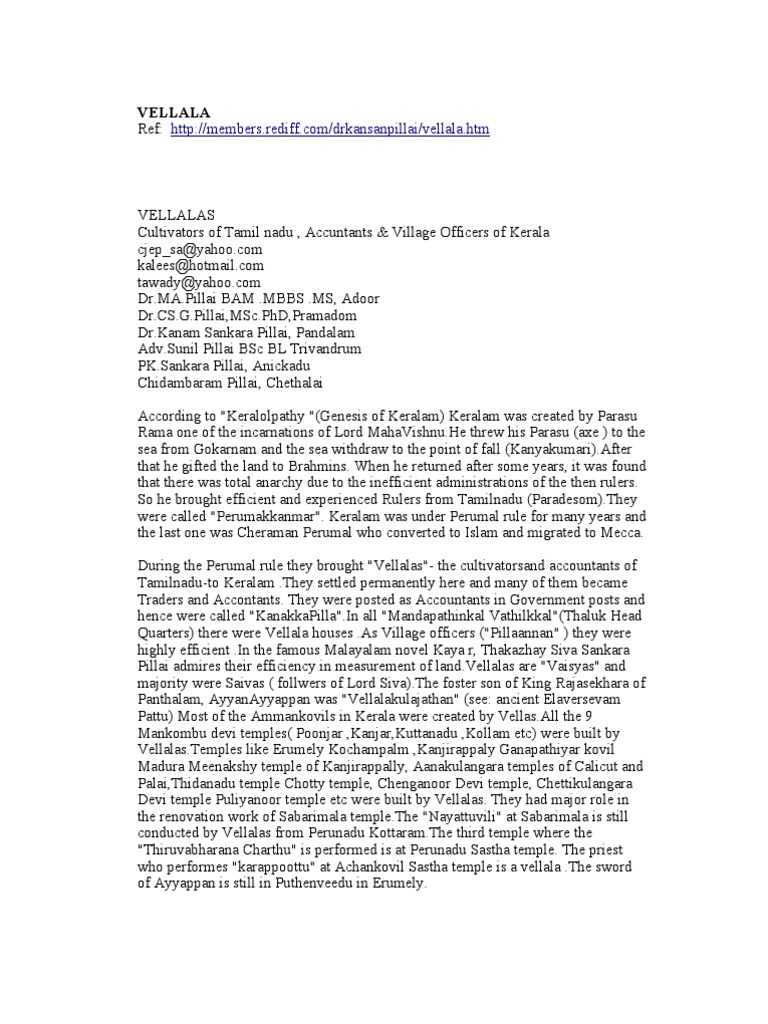 VELLALA Ref: Http://Members - rediff.com/Drkansanpillai/Vellala - HTM ...