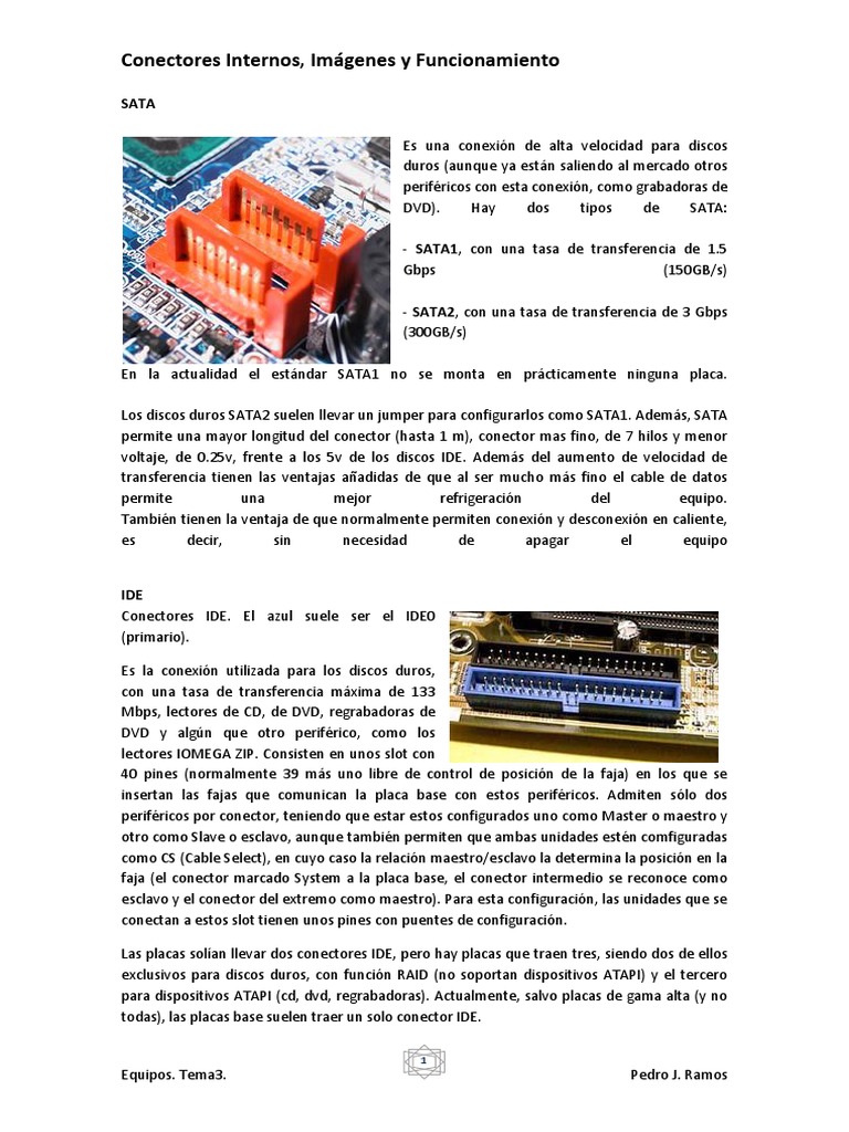 Conectores y Funciones de Placas Base | PDF | USB | Periférico